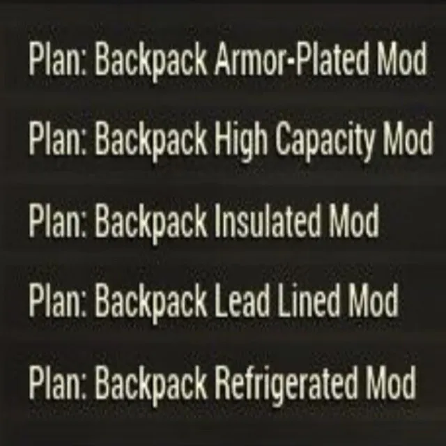 All 5 backpack plans - Fallout 76 Game Items - Gameflip