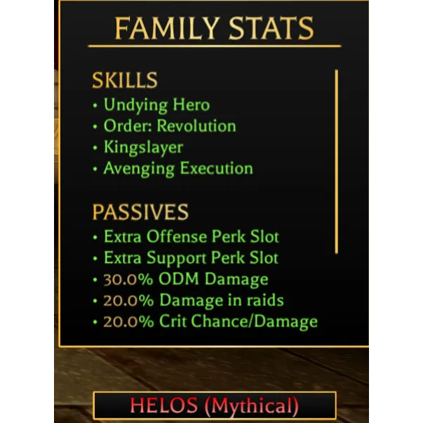 HELOS FAMILY | AOTR: ATTACK ON TITAN REVOLUTION - Attack on Titan Revolution Game Item - Gameflip