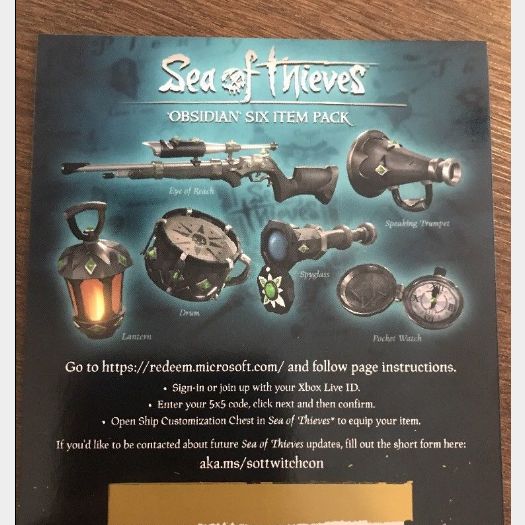 Sea of Thieves Obsidian Six Item Pack DLC CODE OBSIDIAN DRUM EYE OF ...