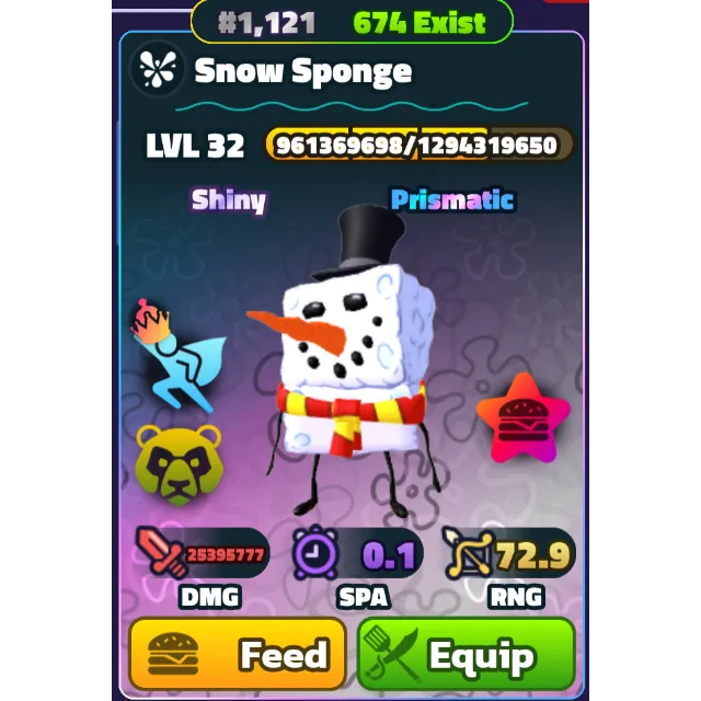 SNOW SPONGE SHINY (SILVER SERIAL) - SPONGEBOB TOWER DEFENSE - SpongeBob ...