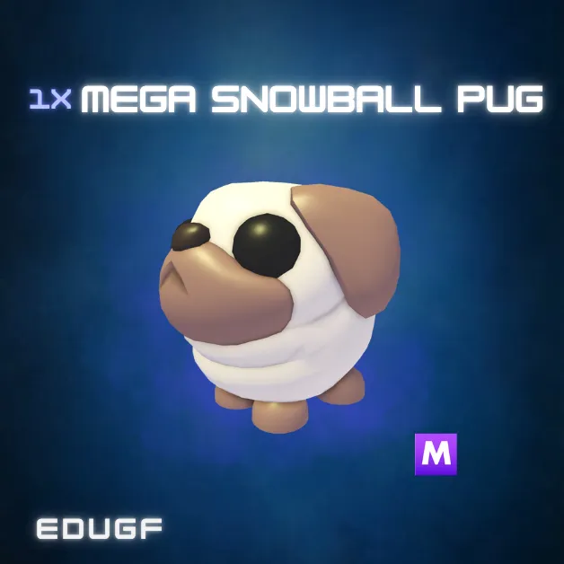 Mega Snowball Pug - Adopt Me Game Item - Gameflip