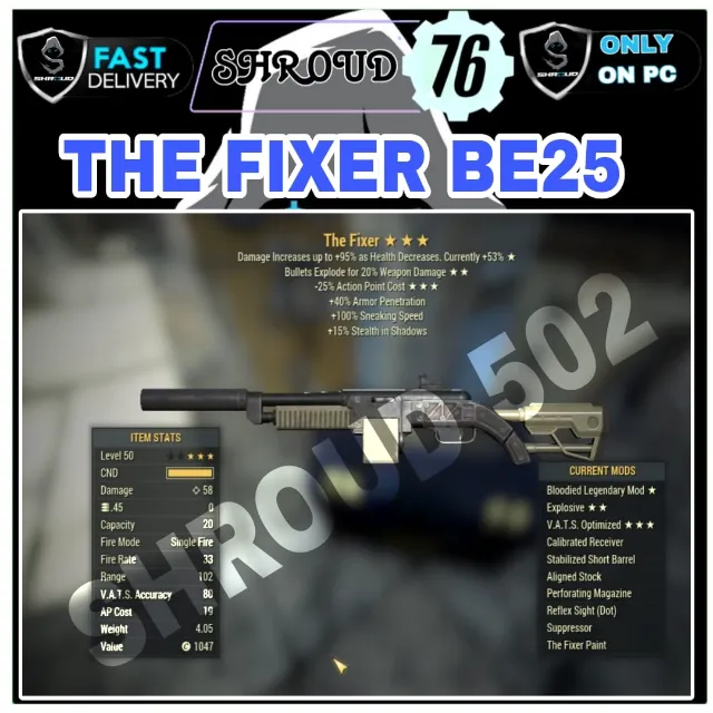 THE FIXER [BE25] - Fallout 76 Game Items - Gameflip