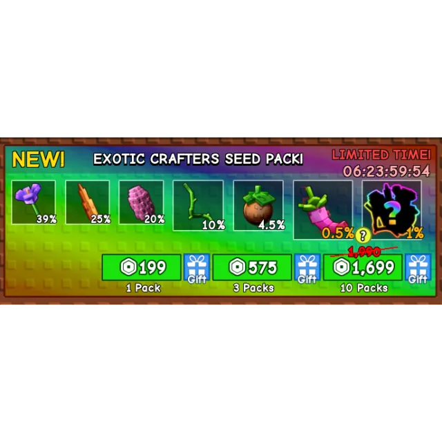 Grow a Garden EXOTIC CRAFTERS SEED PACK X10 - Grow a Garden Game Item - Gameflip