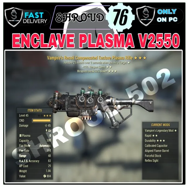 ENCLAVE PLASMA V2550 - Fallout 76 Game Items - Gameflip