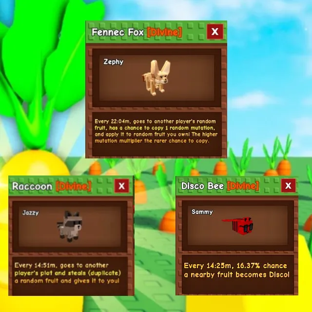 FENNEC FOX RACCOON DISCO BEE GROW A GARDEN - Game Item - Gameflip