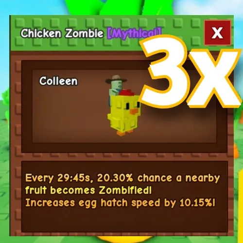 3X CHICKEN ZOMBIE GROW A GARDEN - Game Item - Gameflip