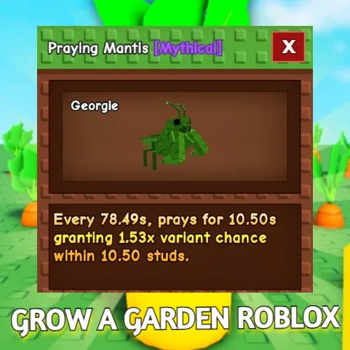 PRAYING MANTIS GROW A GARDEN - Game Item - Gameflip
