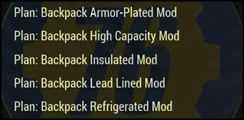 Plan | 🎒Backpack Mod Bundle!🎒 - Fallout 76 Game Items - Gameflip