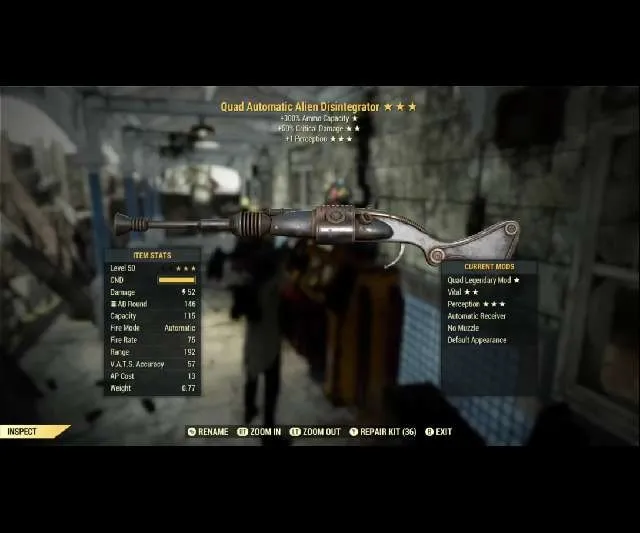 Quad 50crit Alien Rifle - Fallout 76 Game Items - Gameflip