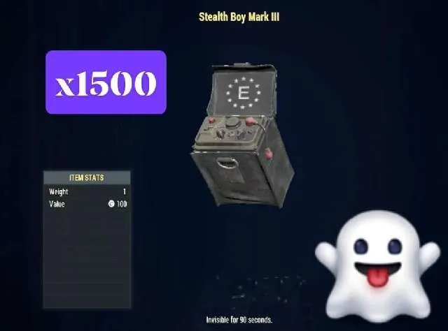 Aid | Stealth Boy Mk3 x1500 - Fallout 76 Game Items - Gameflip