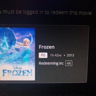 Frozen 4K UHD with Points Moviesanywhere redeem.Comes with DMR points ...