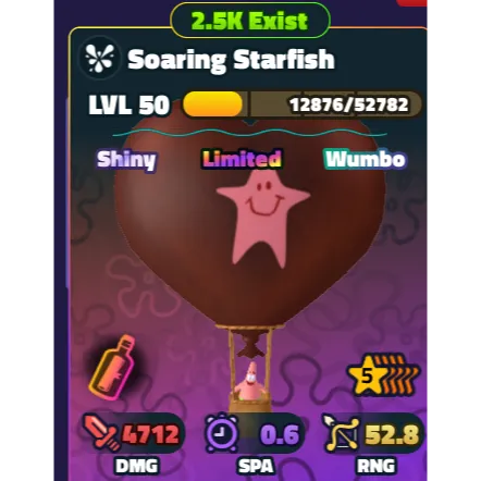 Spongebob Tower Defense | 5 Star Shiny Wumbo Secret Trait Soaring ...