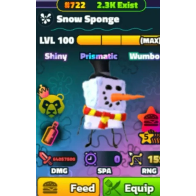 6 PCS SNOW SPONGE - SpongeBob Tower Defense Game Item - Gameflip