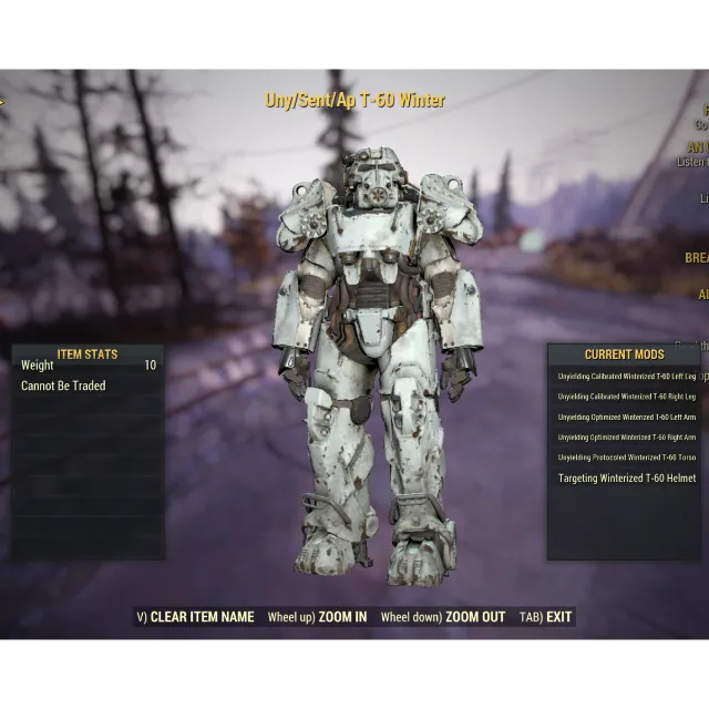 Unyielding T-60 Sentinel Winterized - Fallout 76 Game Item - Gameflip