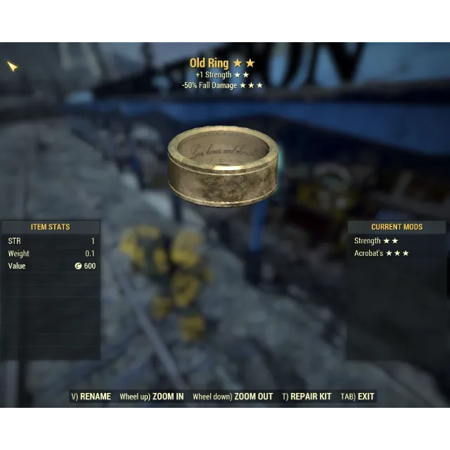 Old Ring (+1 Strength, -50% Fall Dam - Fallout 76 Artículos del Juego ...