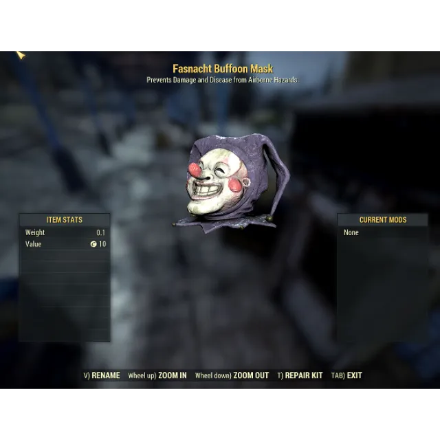 Fasnacht Bufoon Mask - Fallout 76 Game Item - Gameflip