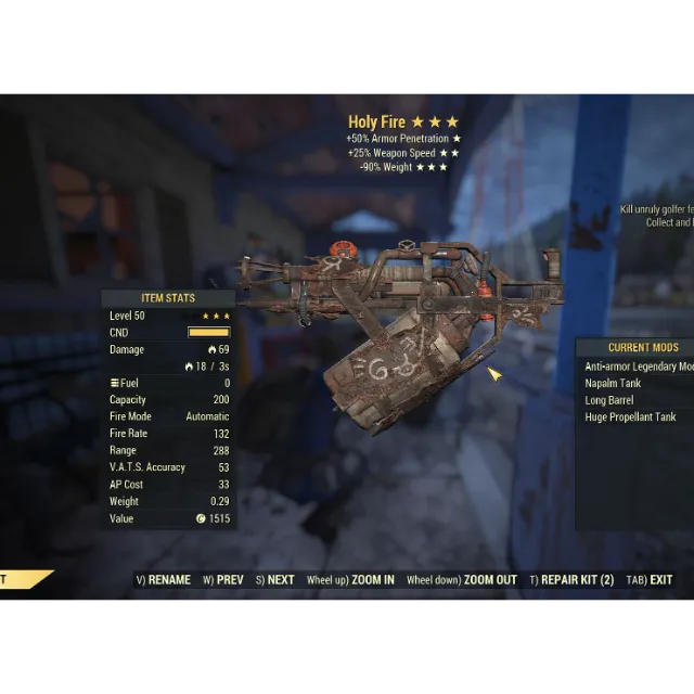 Anti-Armor Holy Fire AA,25%,90% - Fallout 76 Game Items - Gameflip
