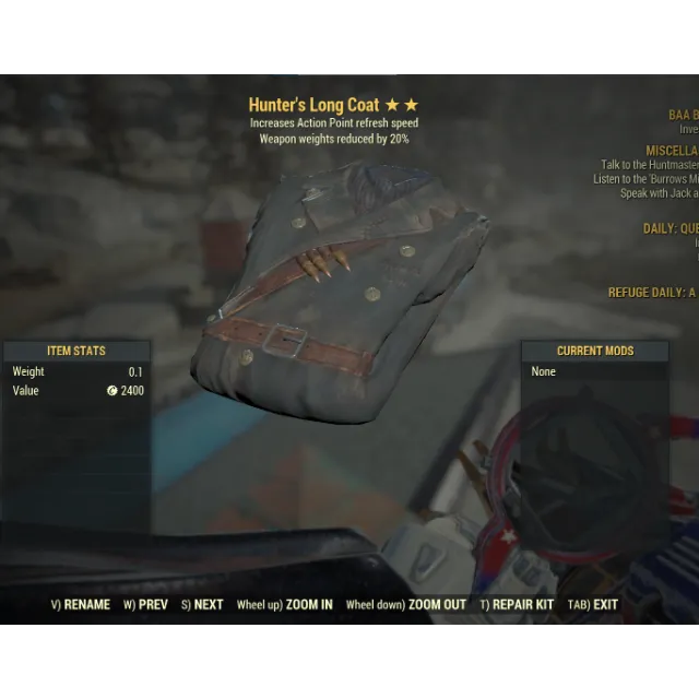 Hunter Long Coat WWR 20%,AP - Fallout 76 Game Items - Gameflip