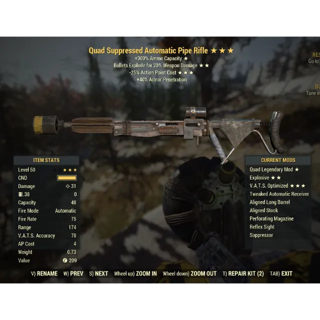 Quad Pipe Rifle Q,E,25% - Fallout 76 Game Items - Gameflip