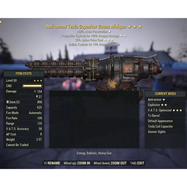 Anti-Armor Gauss Minigun (AA,E,35%) - Fallout 76 Game Item - Gameflip