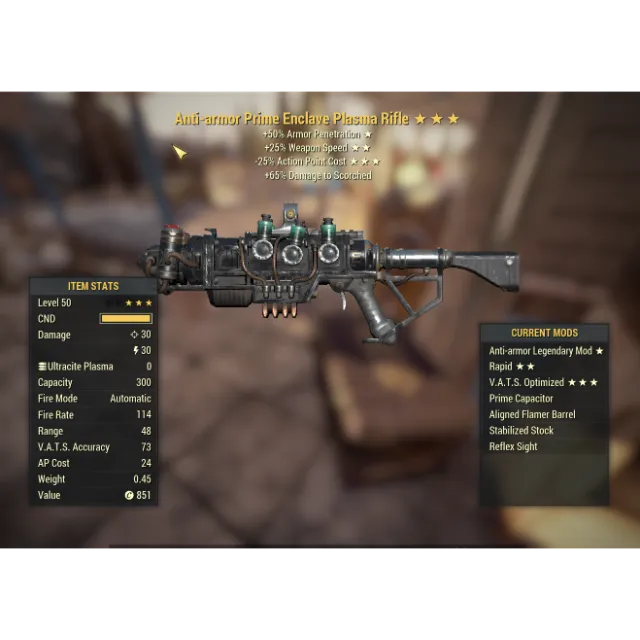 Anti-Armor Enclave Flamer AA,25%,25% - Fallout 76 Game Item - Gameflip