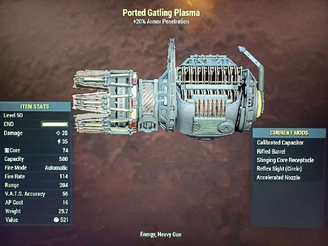 Gatling Plasma Full Moded - Fallout 76 Game Item - Gameflip