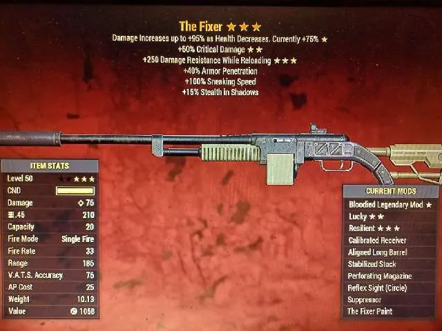 Weapon | B50c250 Fixer - Fallout 76 Game Items - Gameflip