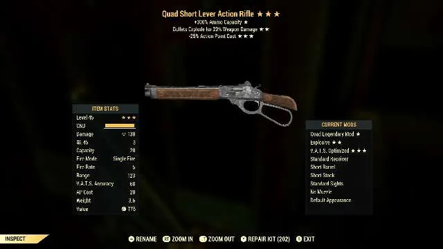 Weapon | QE25 Lever Action Rifle - Fallout 76 Game Items - Gameflip
