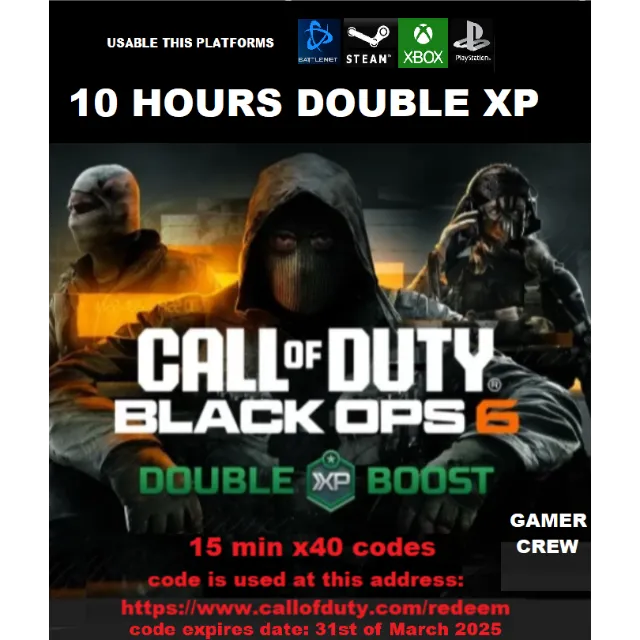 Call of Duty: Black Ops 6 - 10 Hours Double XP Boost - Call of Duty: Black Ops 6 Game Item ...