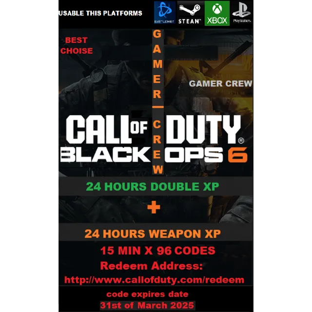 Call of Duty Black Ops 6 - 24 Hours Double XP Boost - Call of Duty ...