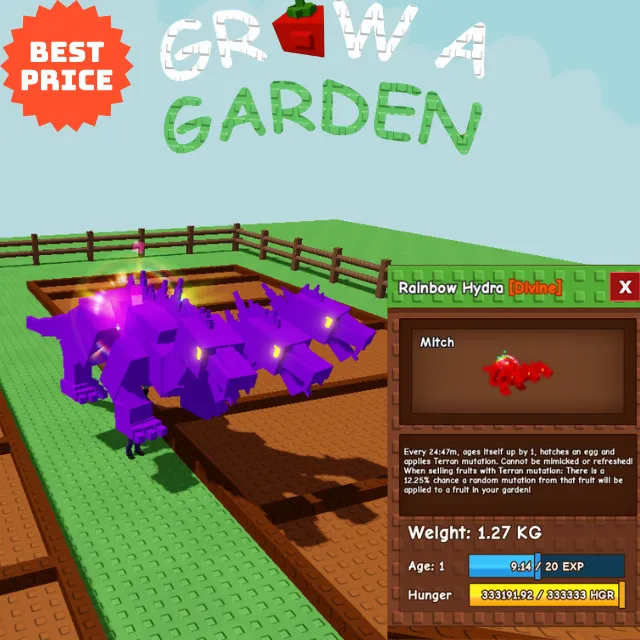 GROW A GARDEN RAINBOW HATCHED HYDRA - Grow a Garden Game Item - Gameflip