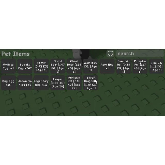 1X Reaper, 2x Ghost Bear, 1X silver Dragonfly 207X Spooky Egg, and many ...