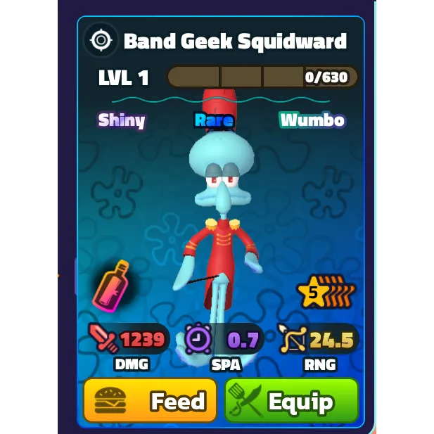 5 STAR SW BAND GEEK SQUIDWARD - SpongeBob Tower Defense Game Item ...