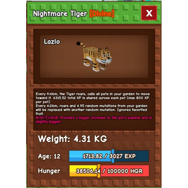nightmare tiger - Grow a Garden Game Item - Gameflip