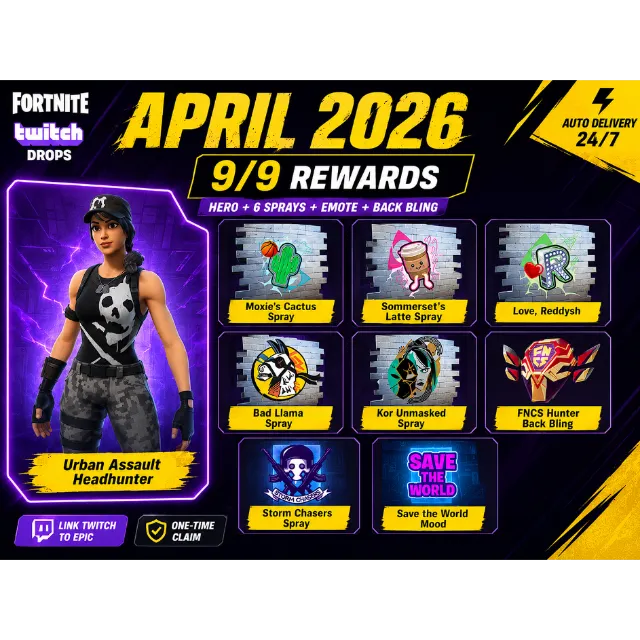 Fortnite Twitch Drops April 2026 | 9/9 Rewards | Urban Assault ...