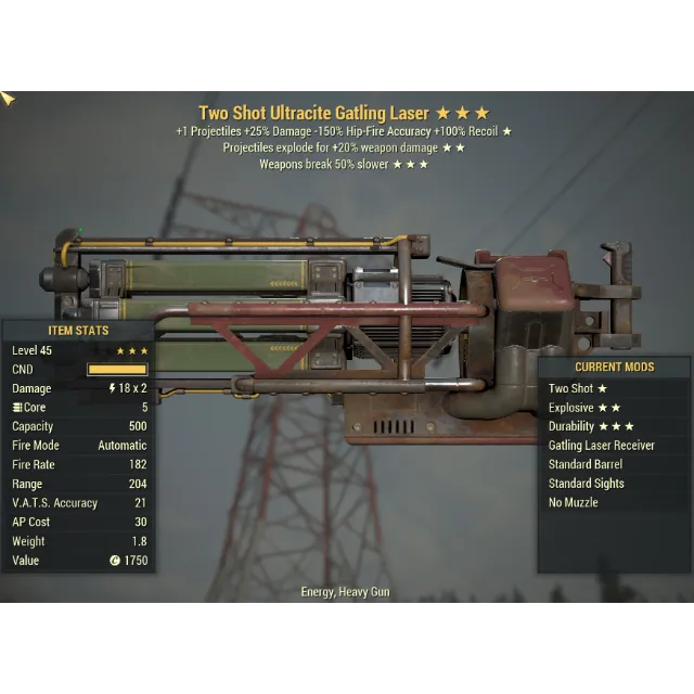 Ultracite Gatling Laser TS/E/WBS - Fallout 76 Game Items - Gameflip