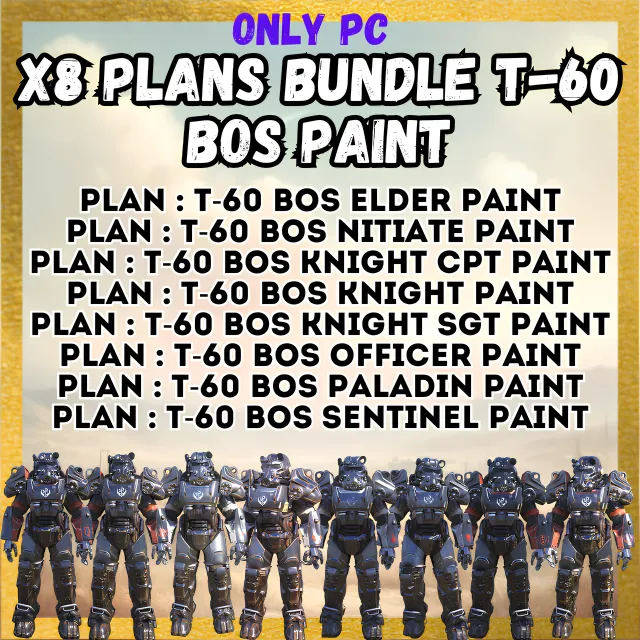 X8 Plans Bundle T-60 BOS Paint - Fallout 76 Game Item - Gameflip