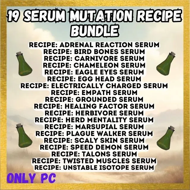 Serum Mutation Recipe Bundle(All 19) - Fallout 76 Game Item - Gameflip