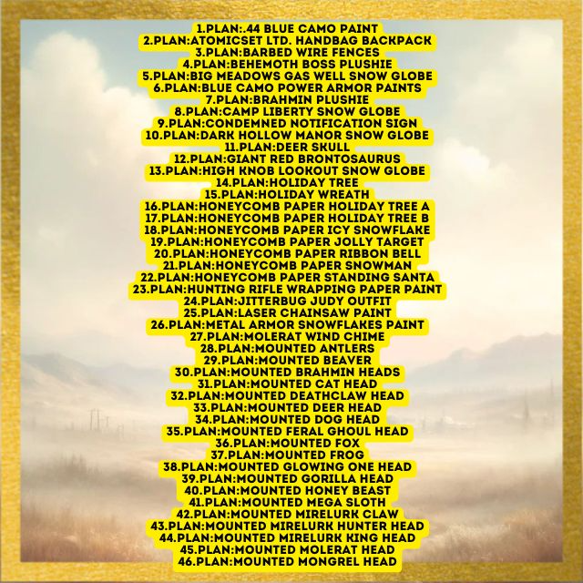 All X91 Plans Holiday Scorched [2019-2026] (PC ONLY) - Fallout 76 Game ...