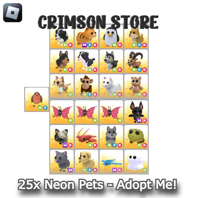 25x Neon Pets - Adopt Me! - Adopt Me Game Items - Gameflip