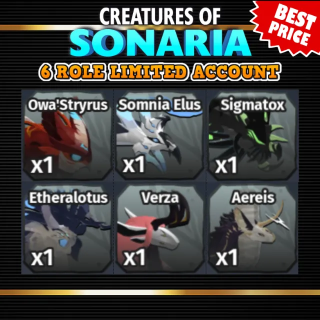 👑 6 ROLE LIMITED - CREATURES OF SONARIA ACCOUNT - Creatures of Sonaria ...