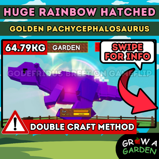 HUGE RAINBOW HATCHED PACHYCEPHALOSAURUS - Grow a Garden Game Item ...