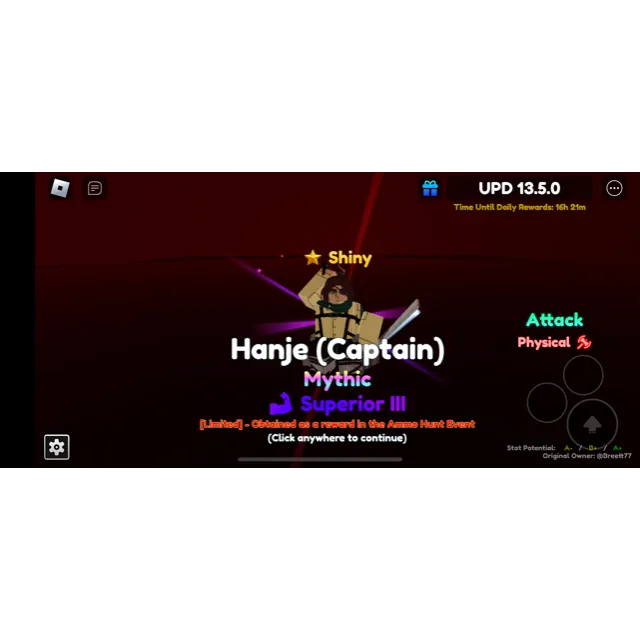 HANJE (CAPTAIN) - SHINY - Anime Adventure Game Item - Gameflip