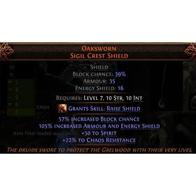 Oaksworn Sigil Crest Shield +50 Spirit - Path of Exile 2 Game Item ...