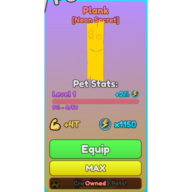 Neon Secret Plank - Yeet A Friend - Game Items - Gameflip