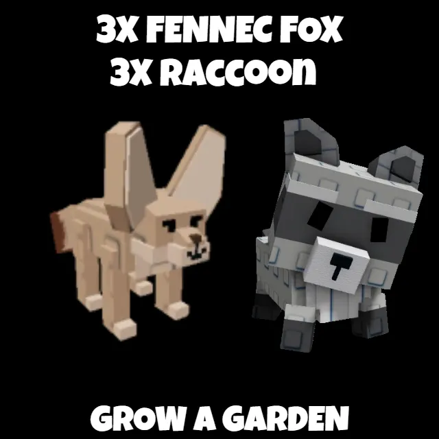 3x FENNEC FOX + 3X RACCOON GROW A GARDEN - Roblox Game Item - Gameflip