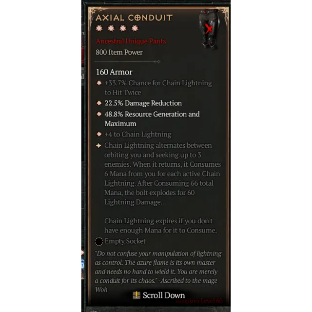 Diablo 4 S9 AXIAL CONDUIT 4GA Roll Full Ultimate Divine Gear SORCERER ...