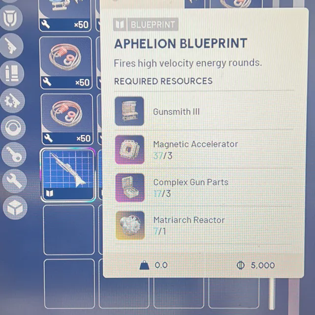 ARC Raiders-Aphelion Blueprint *1 + Aphelion crafting materials *10 - ARC Raiders Item do jogo ...