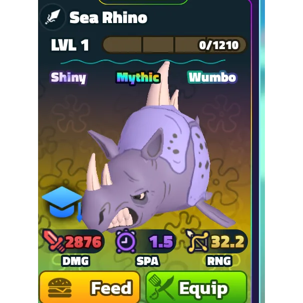 SHINY WUMBO SEA RHINO MYTHIC SPONGEBOB TOWER DEFENSE CHEAP - Game Item ...