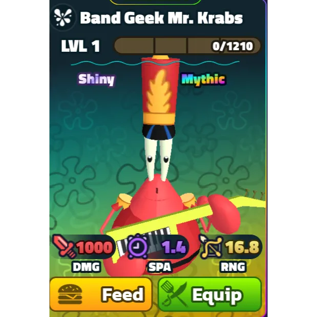 shiny band geek mr krabs spongebob tower defense cheap - Game Item ...